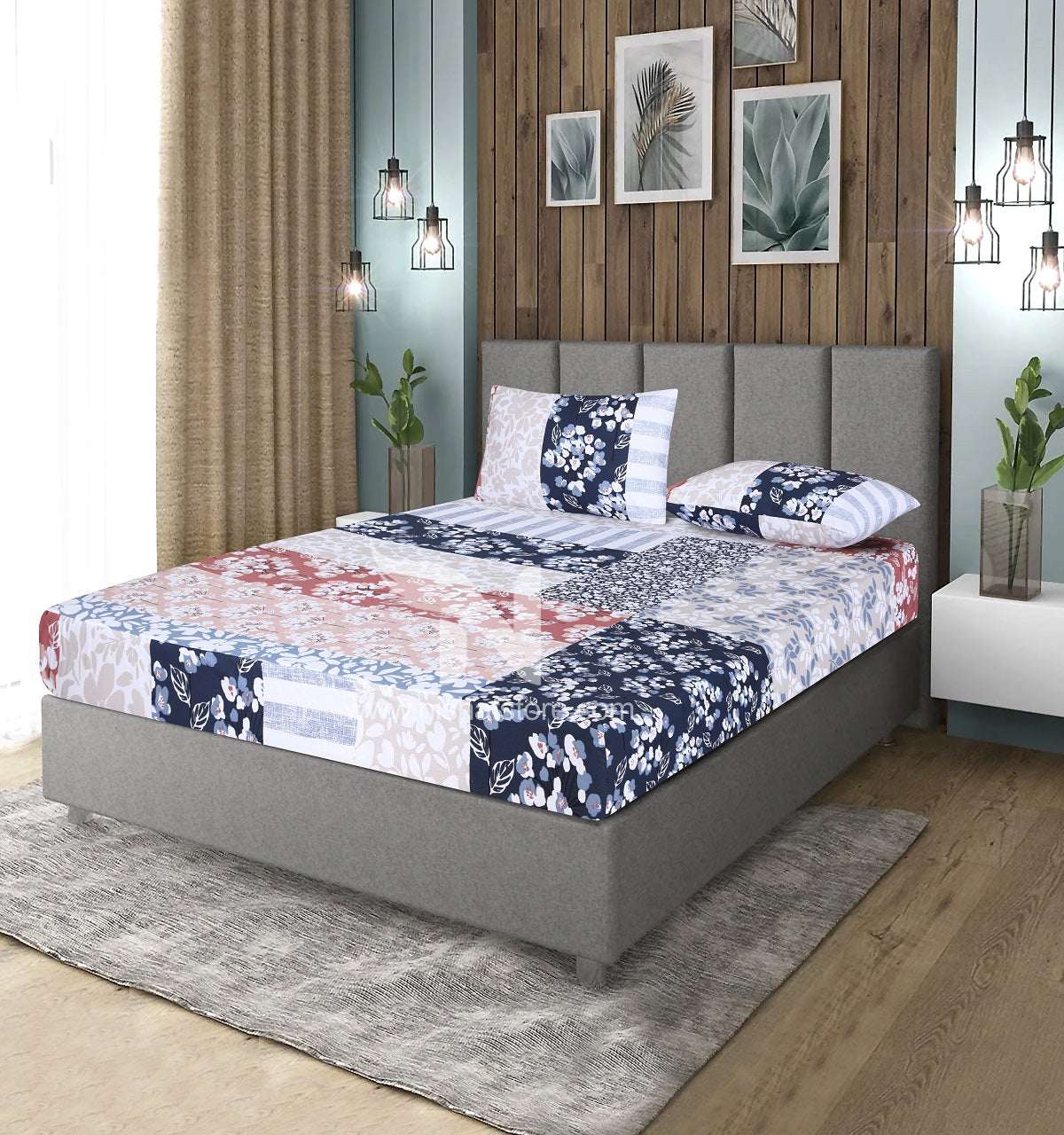 Fitted Double Bed Sheet DS# 392 - Nishat Creative Store
